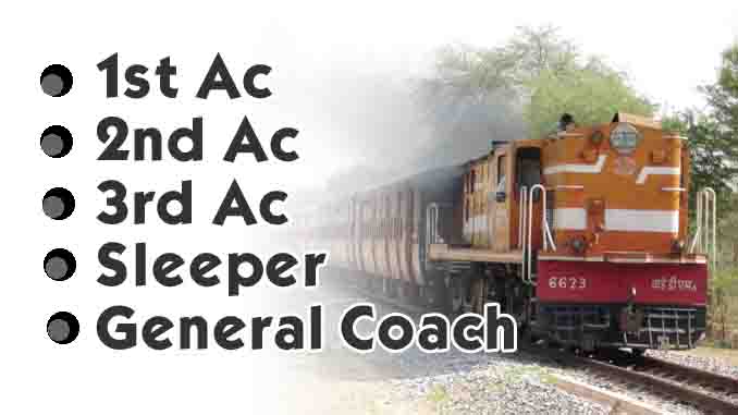 ट्रेन में 1st Ac, 2nd Ac, 3rd Ac, Sleeper और General Coach में अंतर।